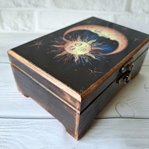 Personalized Tarot Card Box Moon Wooden Keepsake Box Sun Tarot Card ...