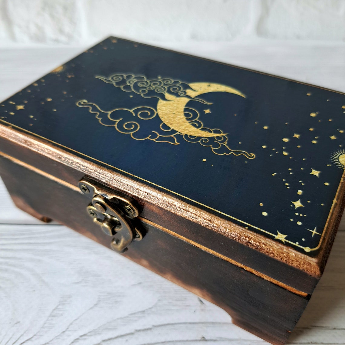 Moon Tarot Card Box Personalized Wooden Keepsake Box Stars Tarot Card ...