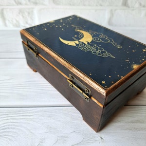 Moon Tarot Card Box Personalized Wooden Keepsake Box Stars Tarot Card ...