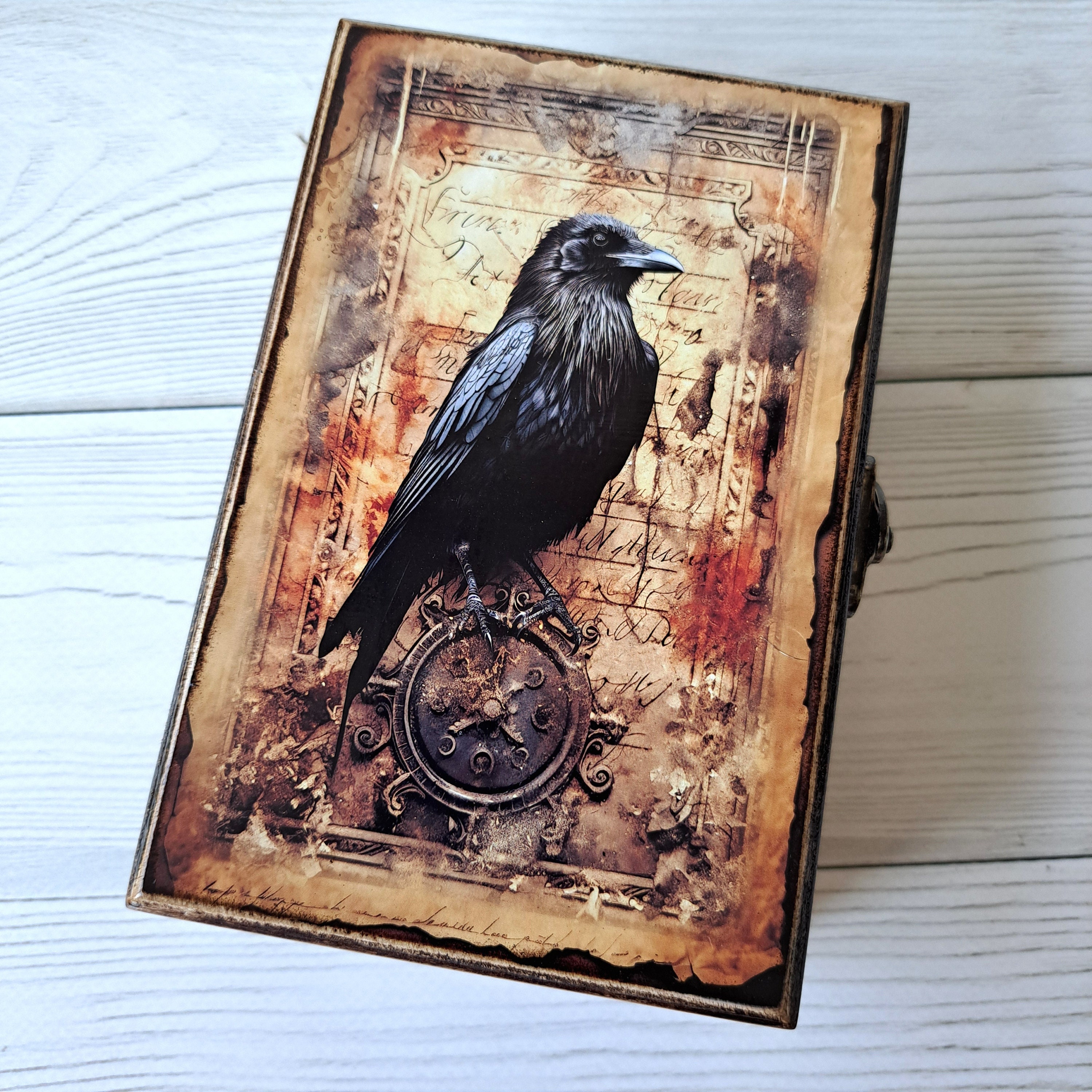 Personalized Tarot Card Box Raven Wooden Keepsake Box Tarot Card Holder ...