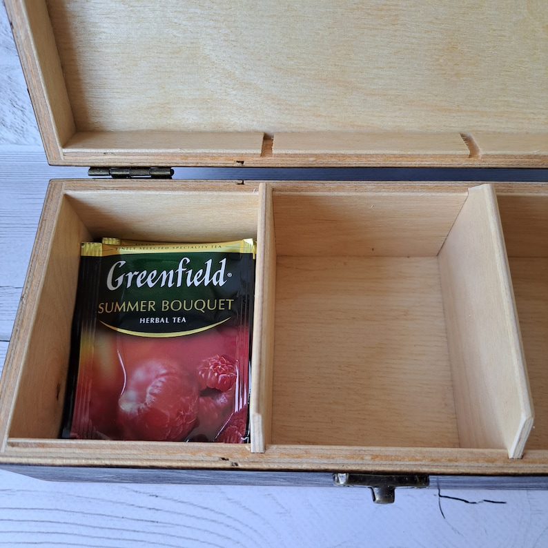 Chinese Wooden Tea Box Personalized Tea Bag Organizer Oriental Decor ...