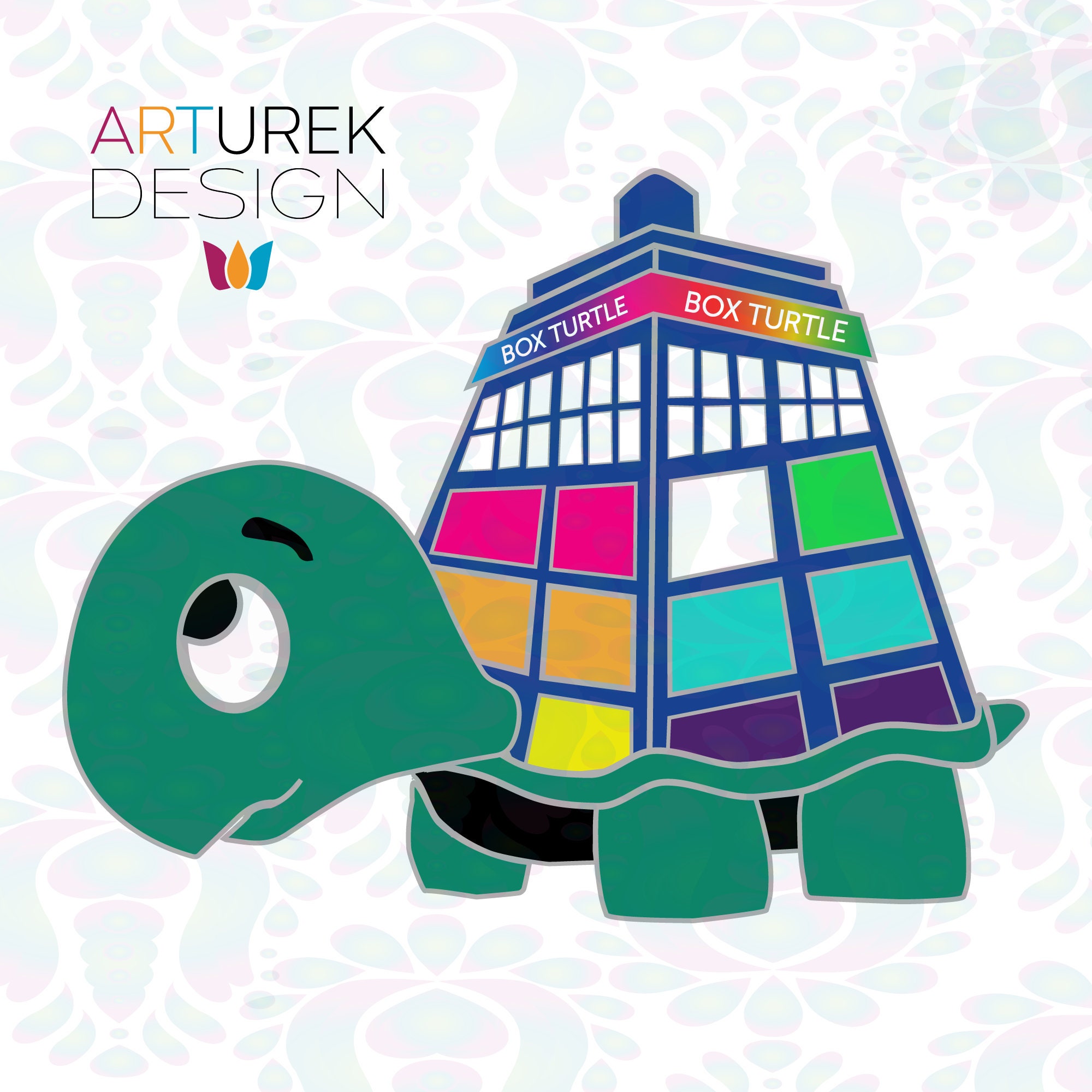 TORDIS Box Turtle Graphics Azul y Arco Iris - Etsy España