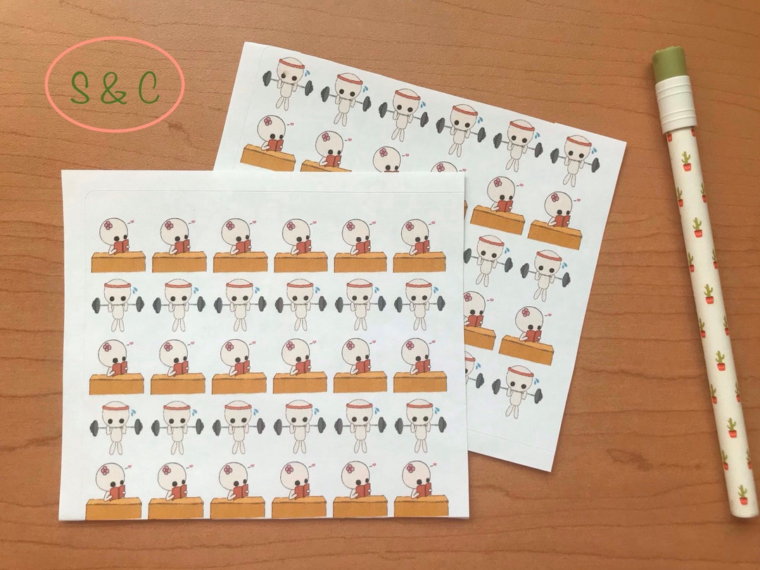 Cute Planner Stickers Exercise and Read Daily Life Cory Collection - Etsy