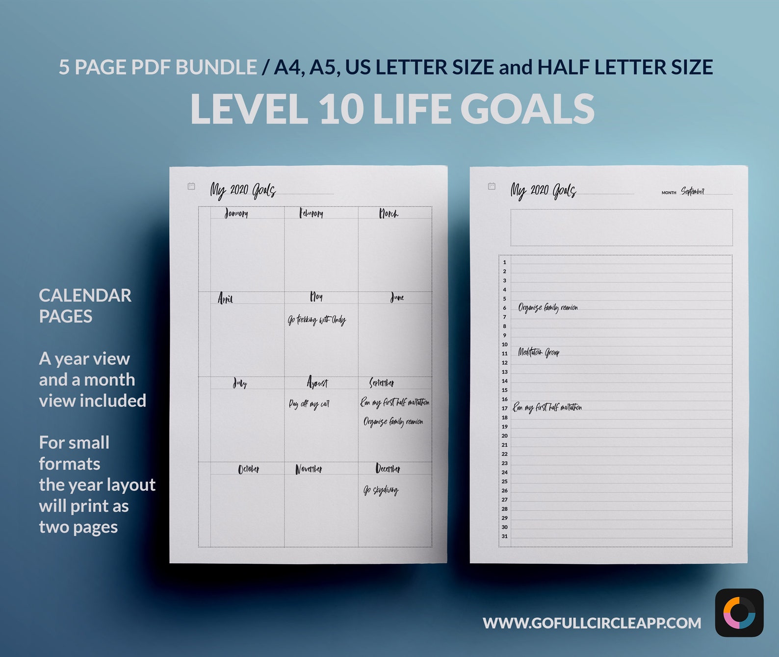 Level 10 Life Printable PDF, Goal Planner, Wheel of Life. Standard ...