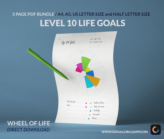 Level 10 Life Printable PDF Goal Planner Wheel of Life. | Etsy