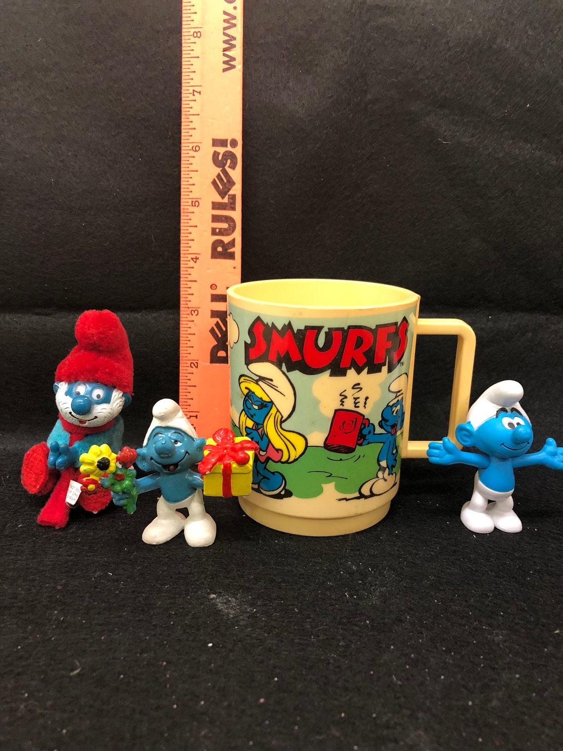 Smurfs Plastic Deka Cup/mug 1980s Vintage Plus 3 Smurf Figurines - Etsy