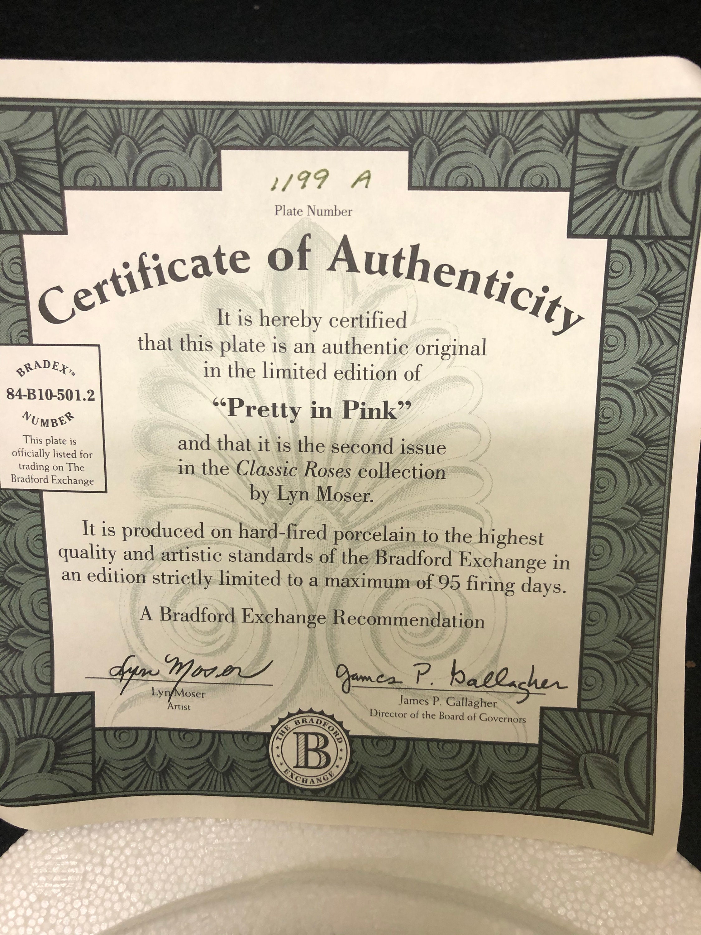 Pretty in Pink by Lyn Moser Classic Roses Collector Plate-the Bradford ...