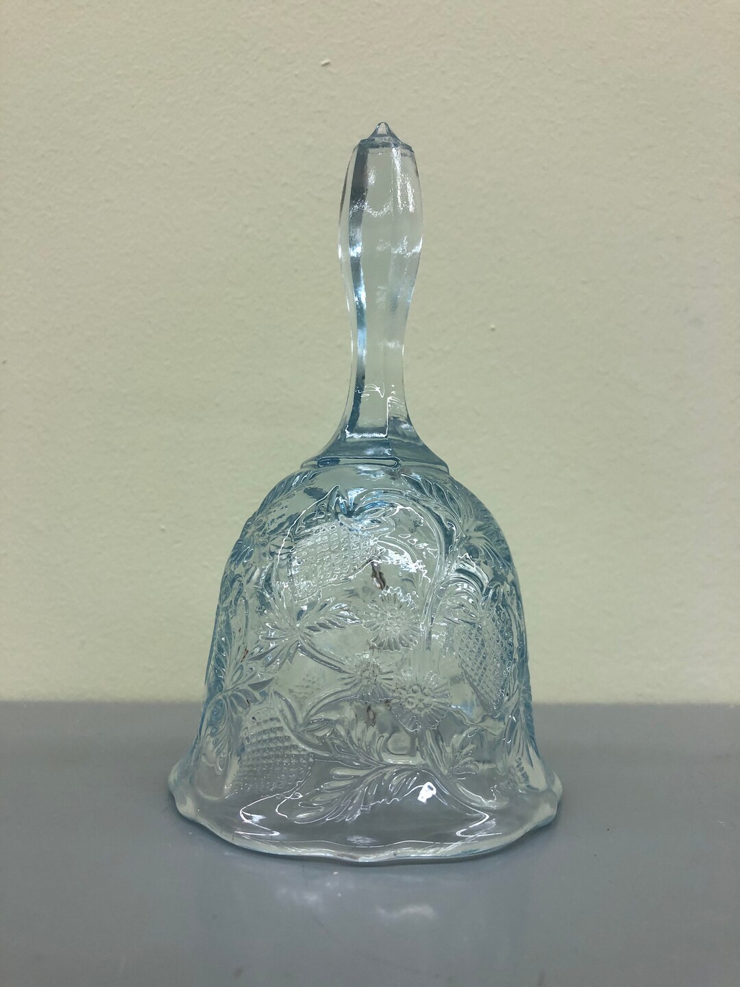 Vintage 5” Clear Cut Glass Crystal Dinner Bell Etched Strawberries - Etsy