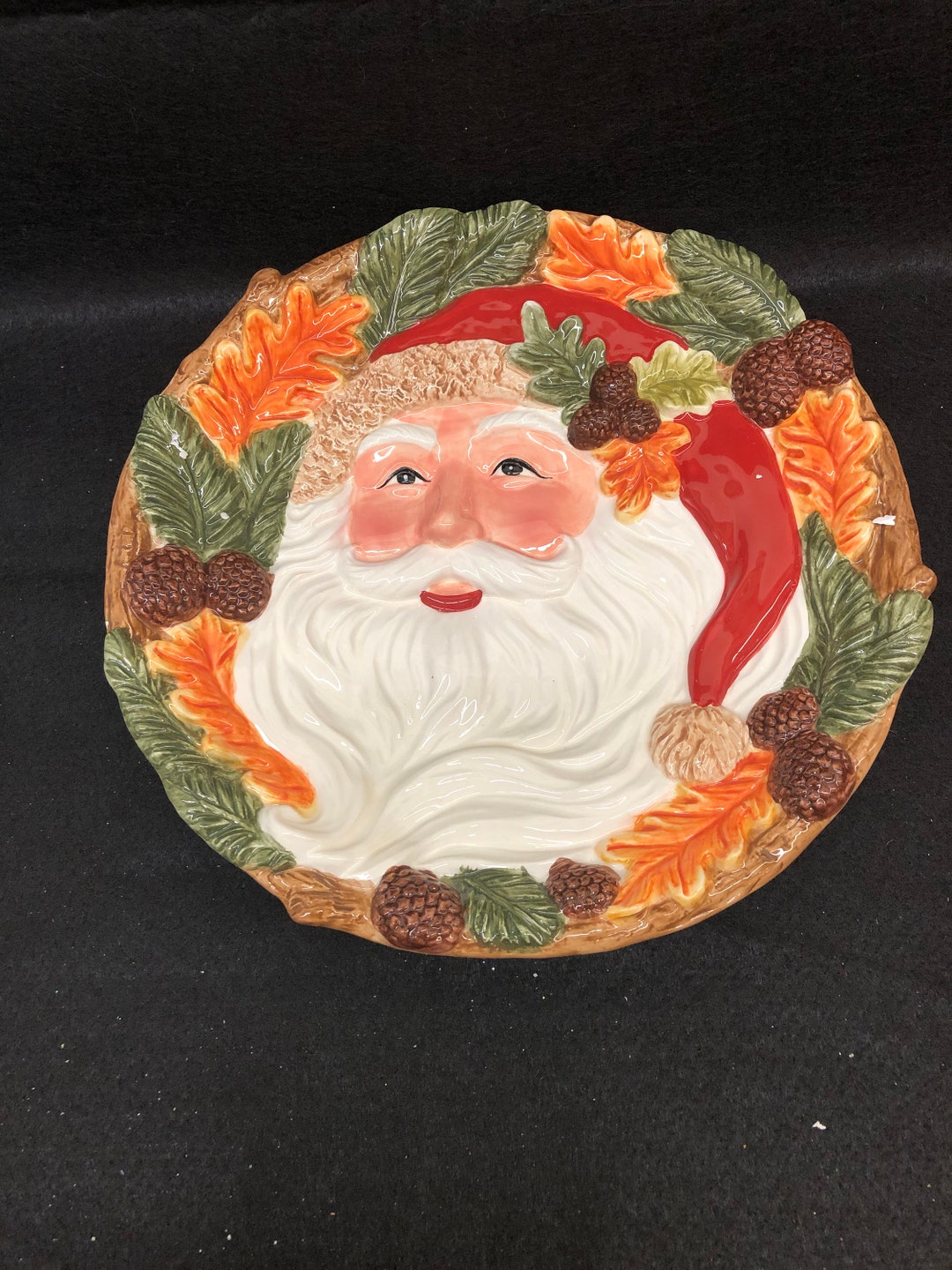 Signature Home Collection Christmas Holiday Santa Claus Ceramic Plate ...