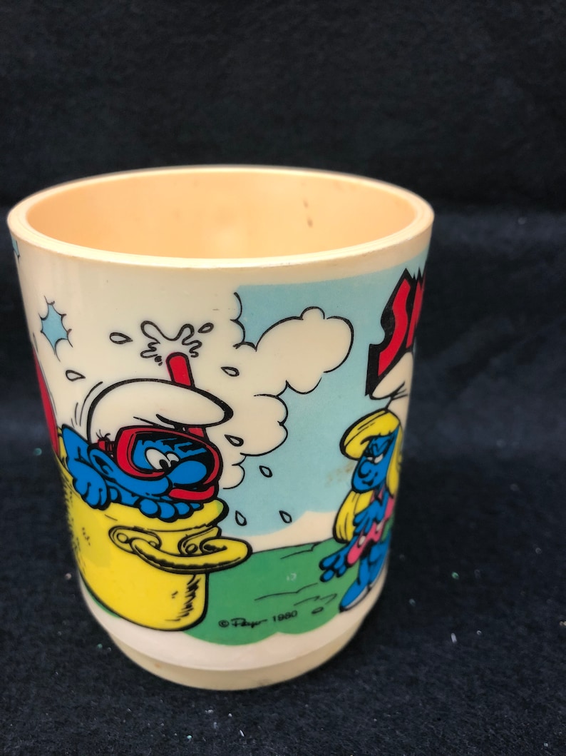 Smurfs Plastic Deka Cup/mug 1980s Vintage Plus 3 Smurf Figurines - Etsy