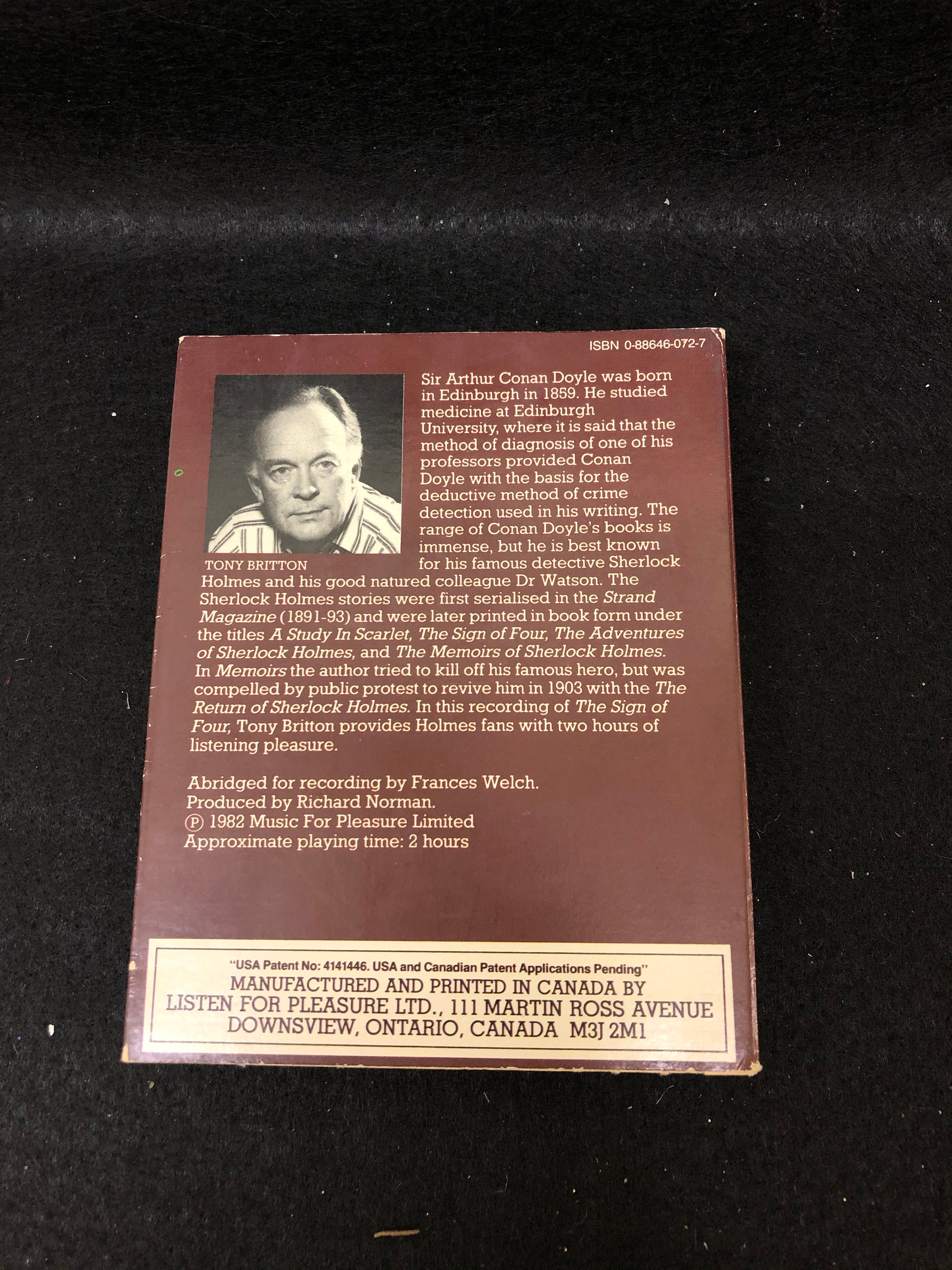 Sir Conan Doyle the Sign of Four Audiobook Cassettes 1982 Tony Britton ...