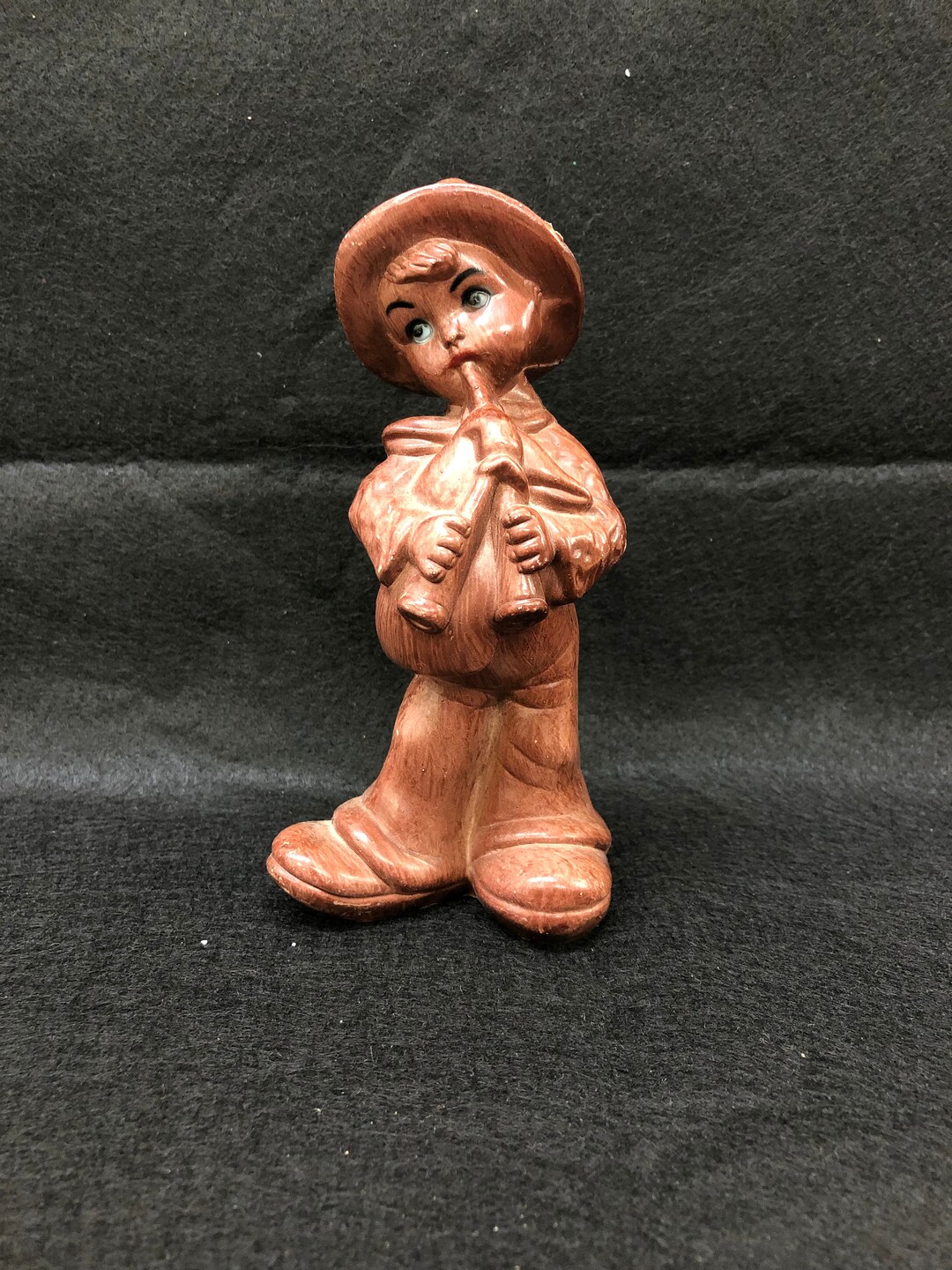 Vintage Boy With Bag Pipes FIGURINE Formed Faux Wood 6.5” - Etsy
