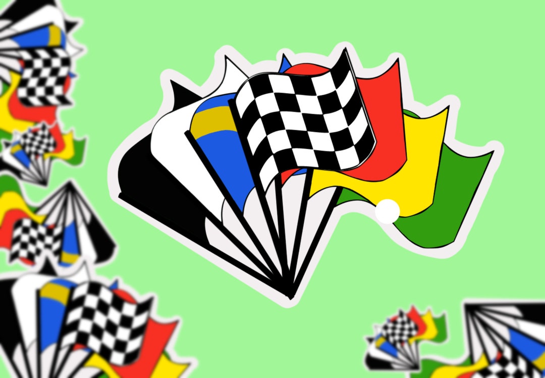 Racing Flags | Sticker | Water Bottle Sticker | Laptop | Die Cut | Gift ...