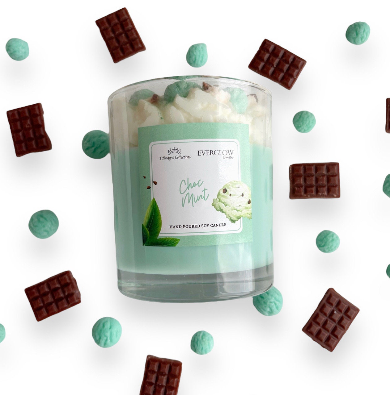 Large Dessert Candle Choc Mint Extra Large Soy Wax Candle 60 Hours Burn ...