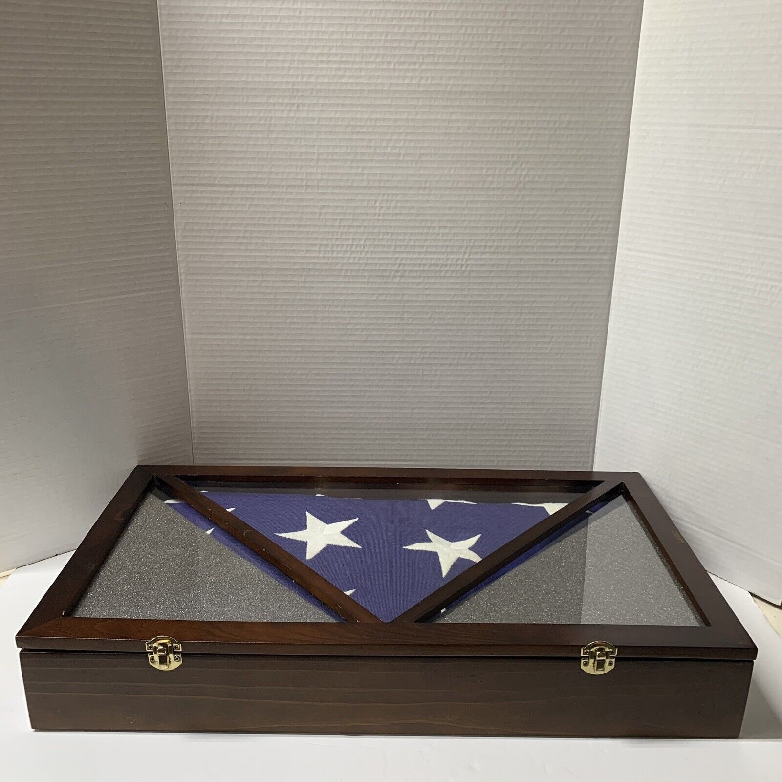 Military Shadow Box Flag and Medal Display Case 22 X 12 New W/ Issues ...