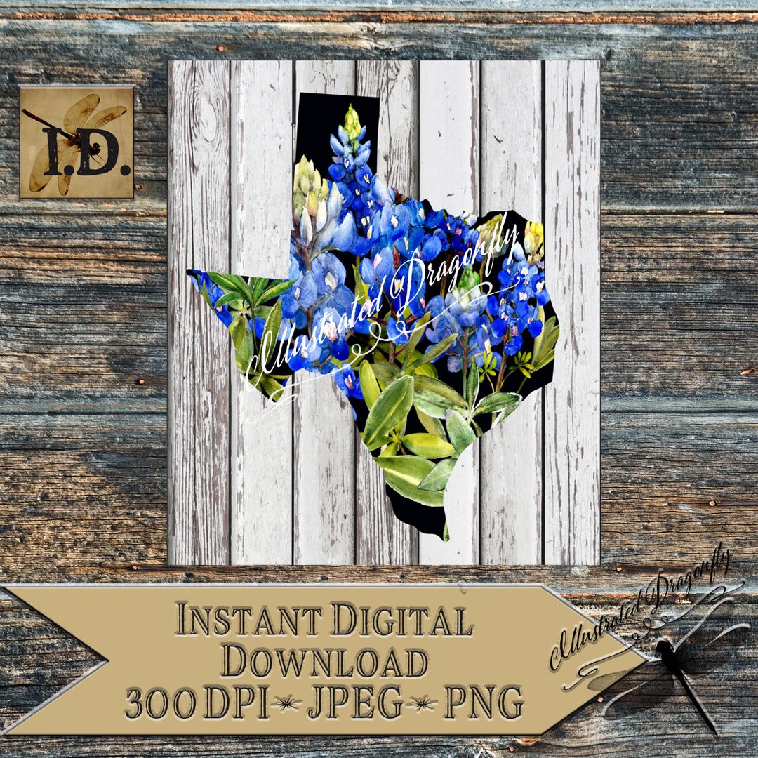 Texas Bluebonnet Flowers Howdy Printable Clipart - Rustic Farmhouse ...
