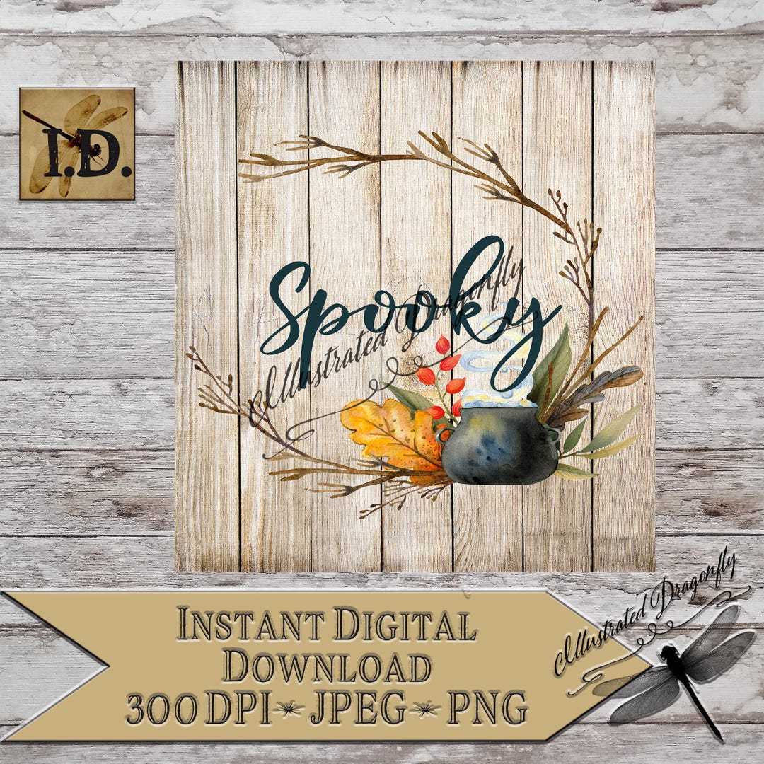 Halloween Spooky Word Art Farmhouse Sign Printable Digital Download ...