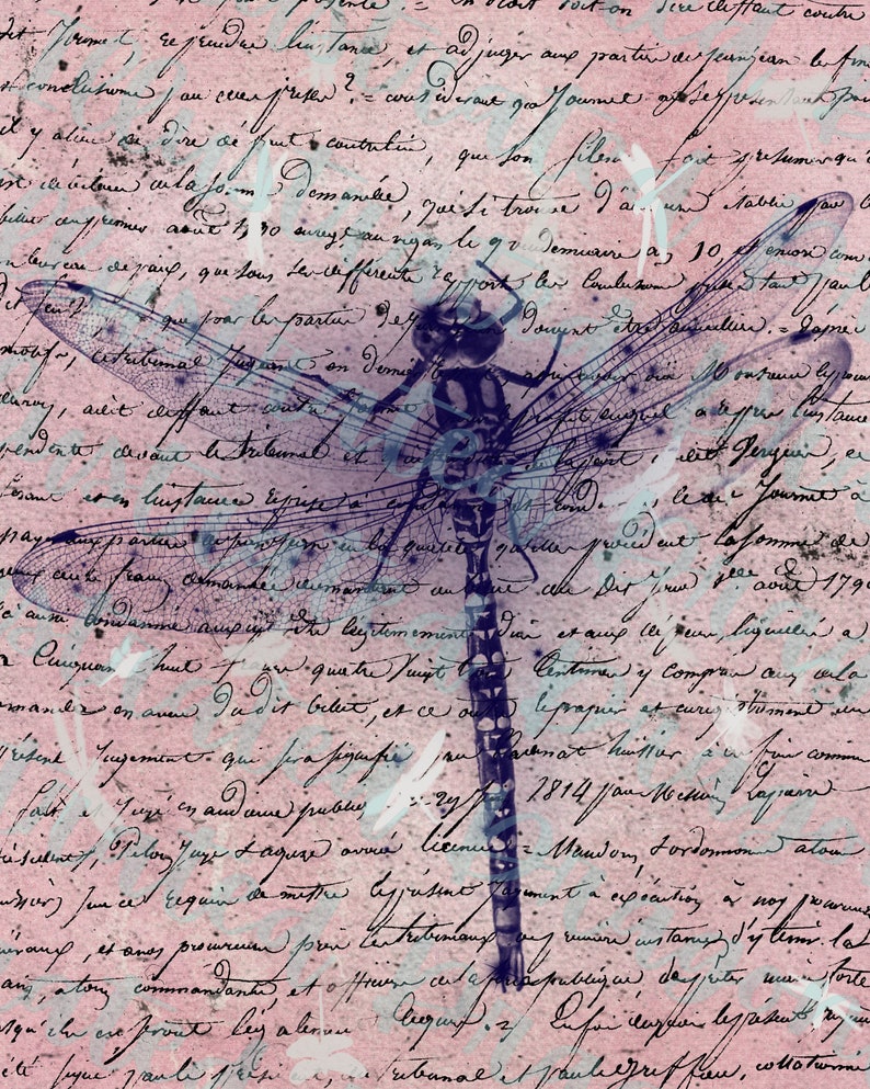 French Dragonfly Ephemera Printable Digital Instant Download Clip Art ...
