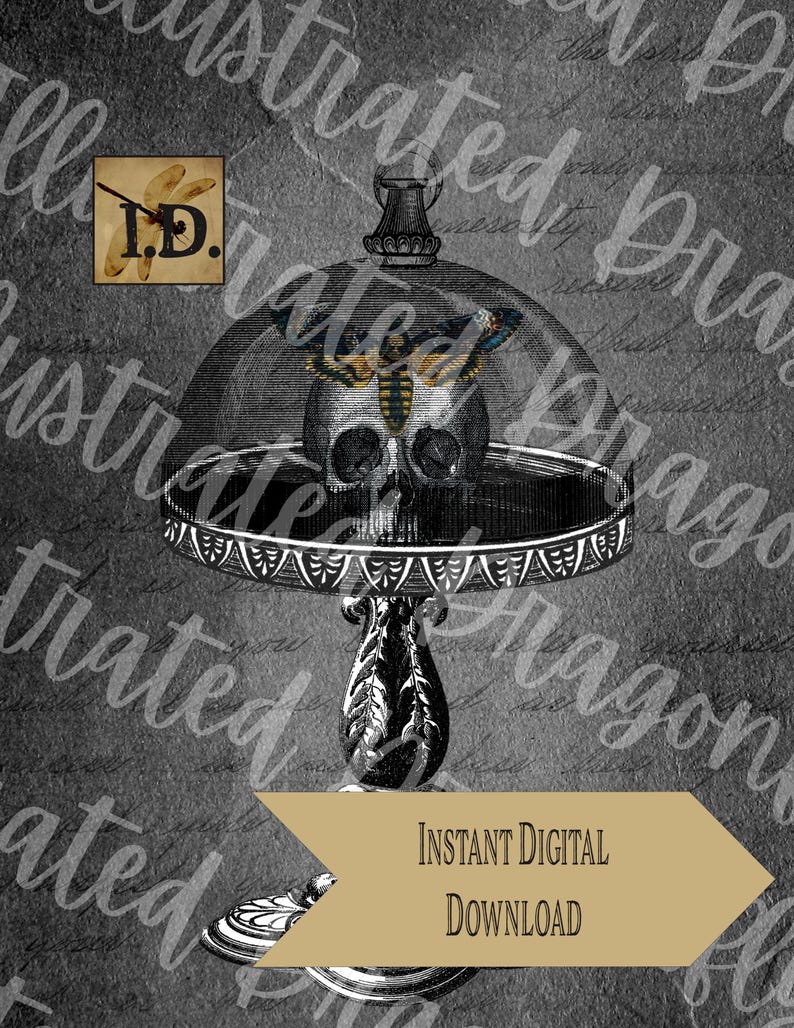 Death Head Moth Cloche Printable Halloween Instant Download Digital ...