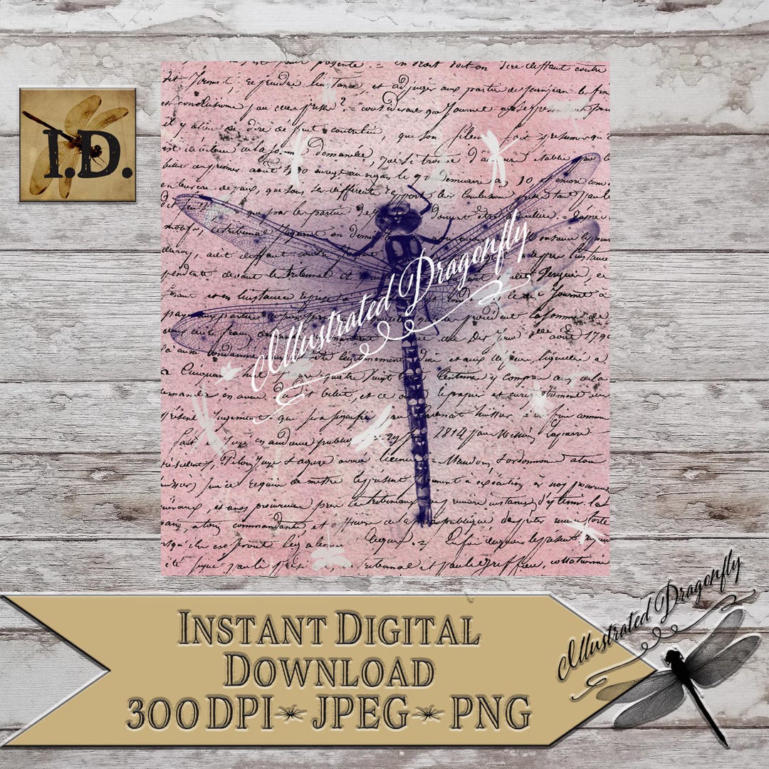 Dragonfly Ephemera Printable Digital Instant Download Clip Art ...