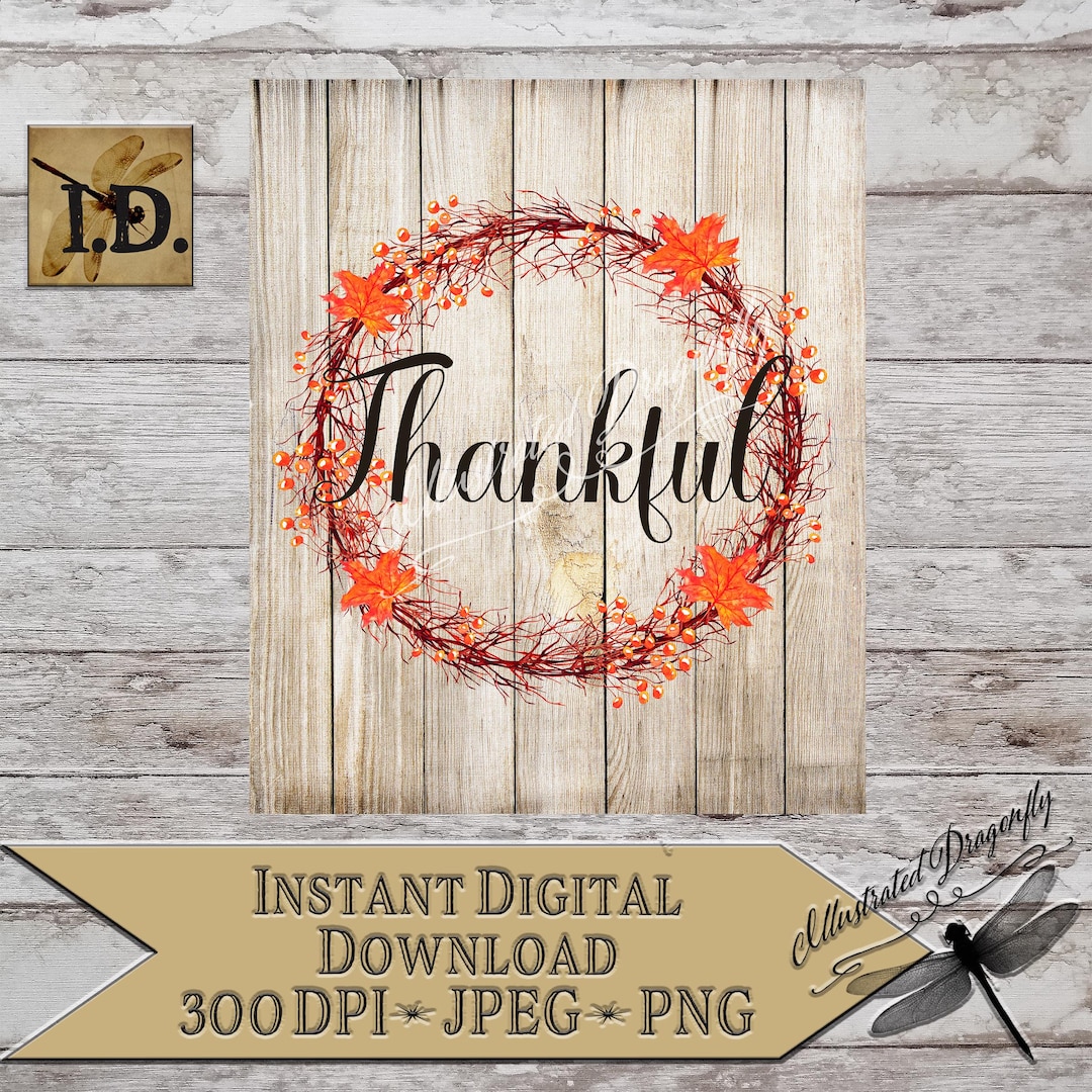 Autumn Fall Farmhouse thankful Printable Instant Digital Download Clip ...