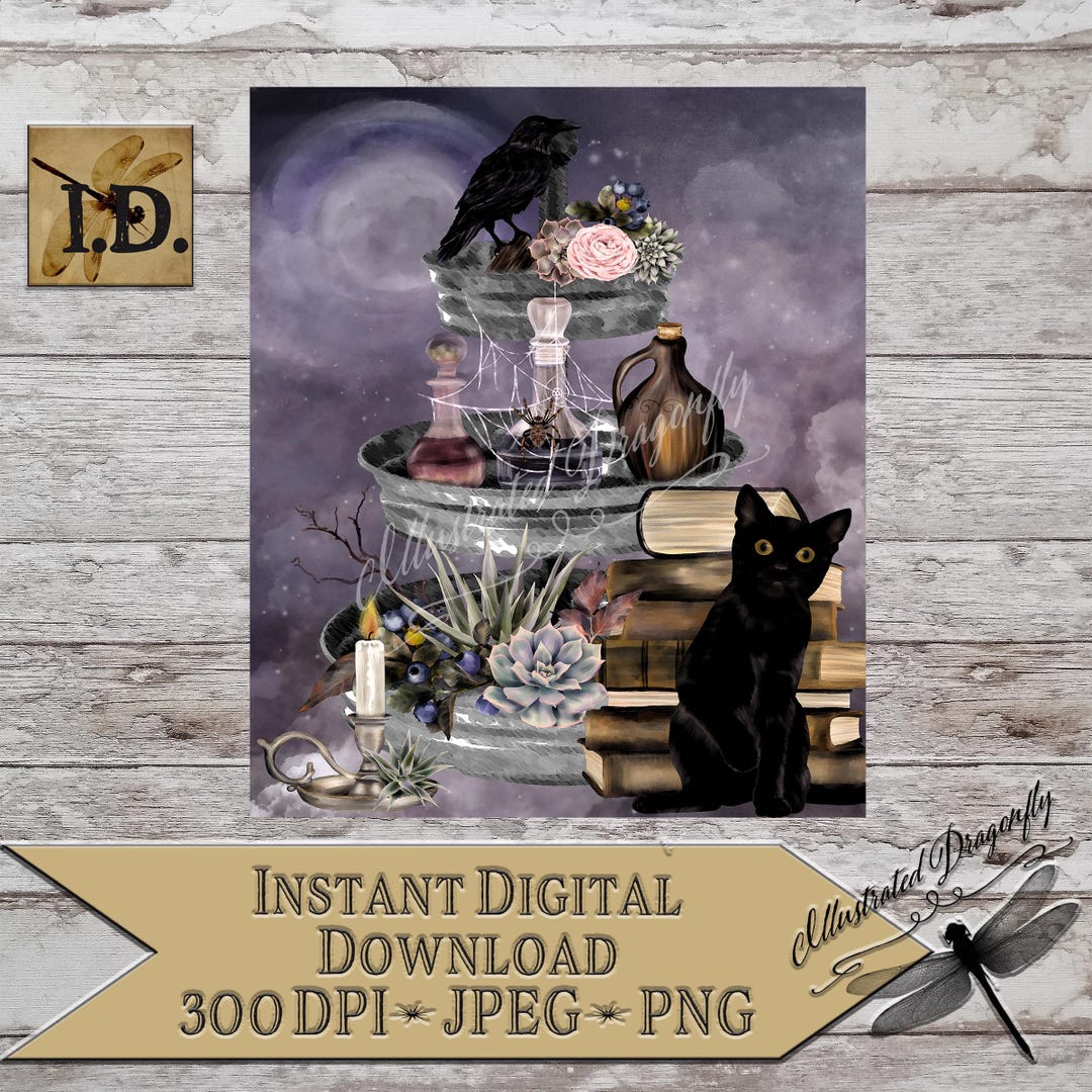 Tiered Tray Printable Halloween Witch Kitchen Clip Art Download Digital ...