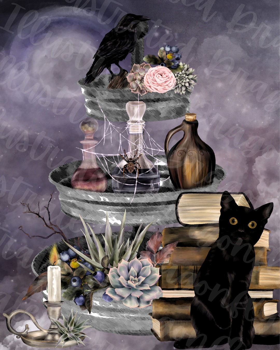 Tiered Tray Printable Halloween Witch Kitchen Art Instant - Etsy