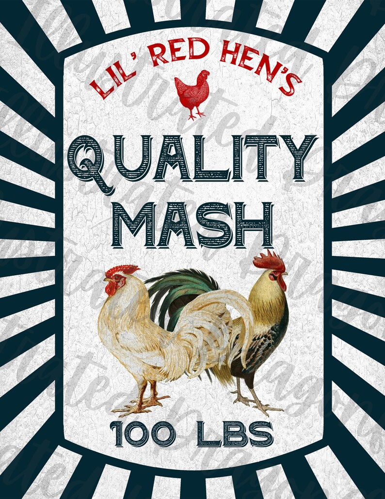 Lil Red Hen Chicken Feed Sack Digital Design Instant Download Farmhouse ...