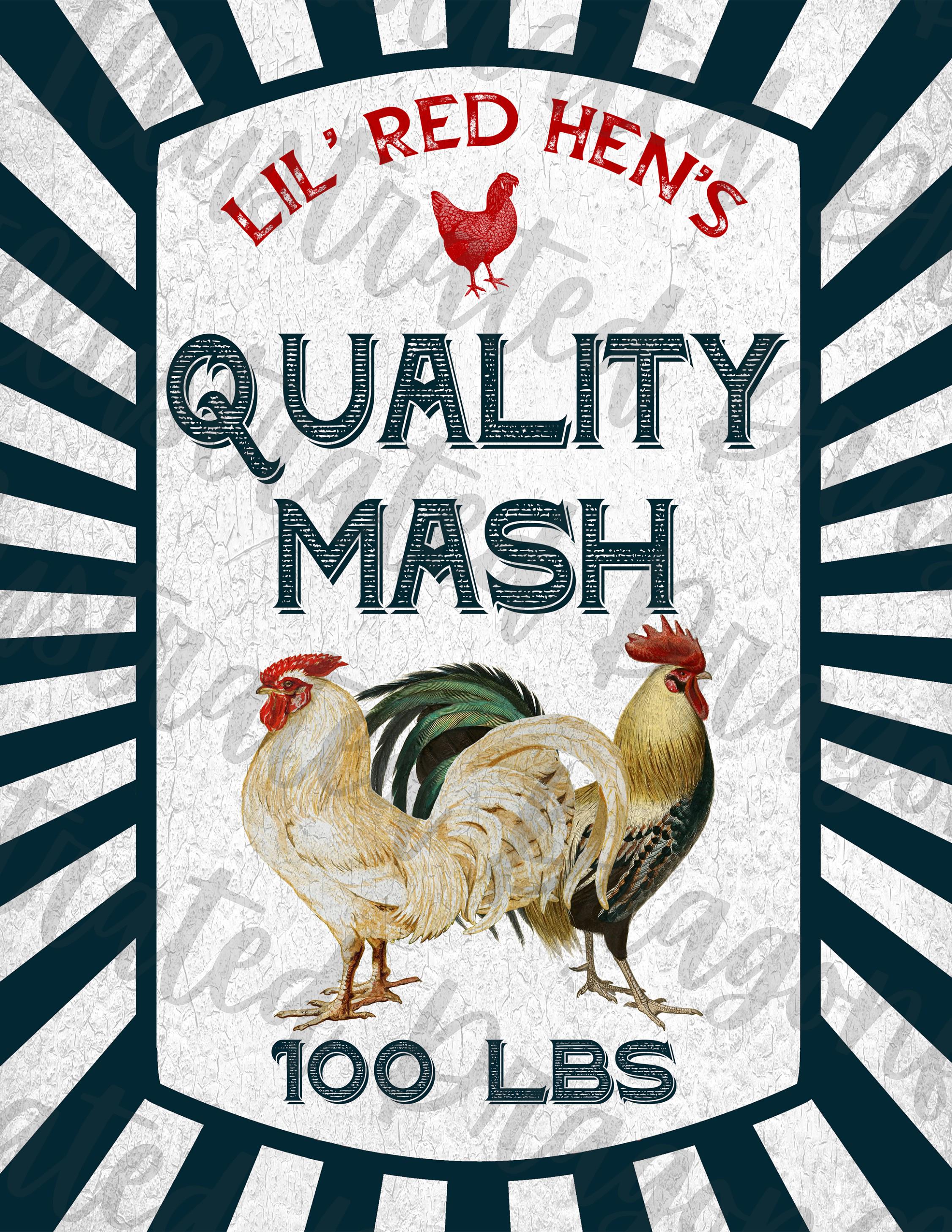 Lil Red Hen Chicken Feed Sack Digital Design Instant Download Farmhouse ...