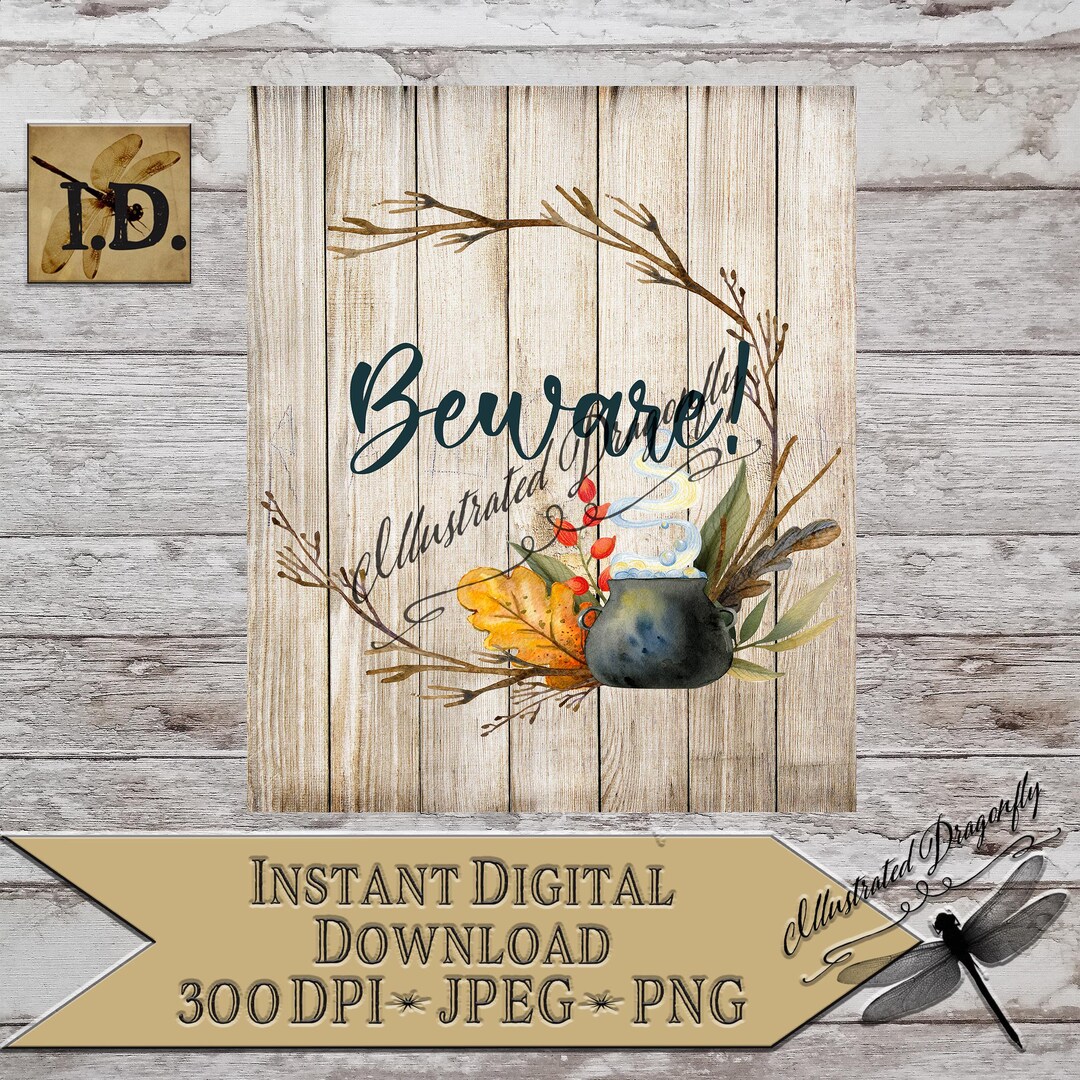 Halloween Beware Word Art Farmhouse Sign Printable Digital Download ...