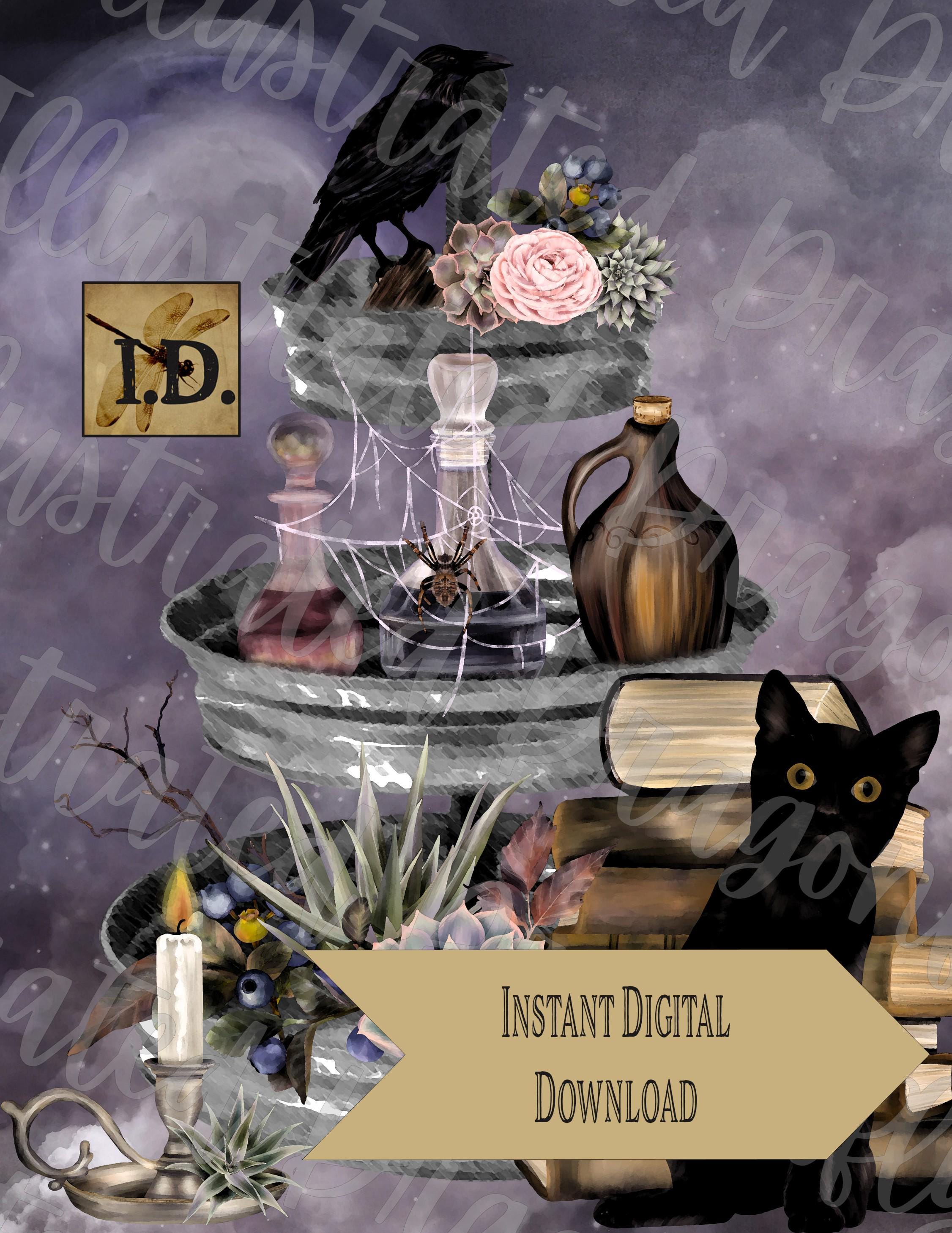 Tiered Tray Printable Halloween Witch Kitchen Clip Art Download Digital ...