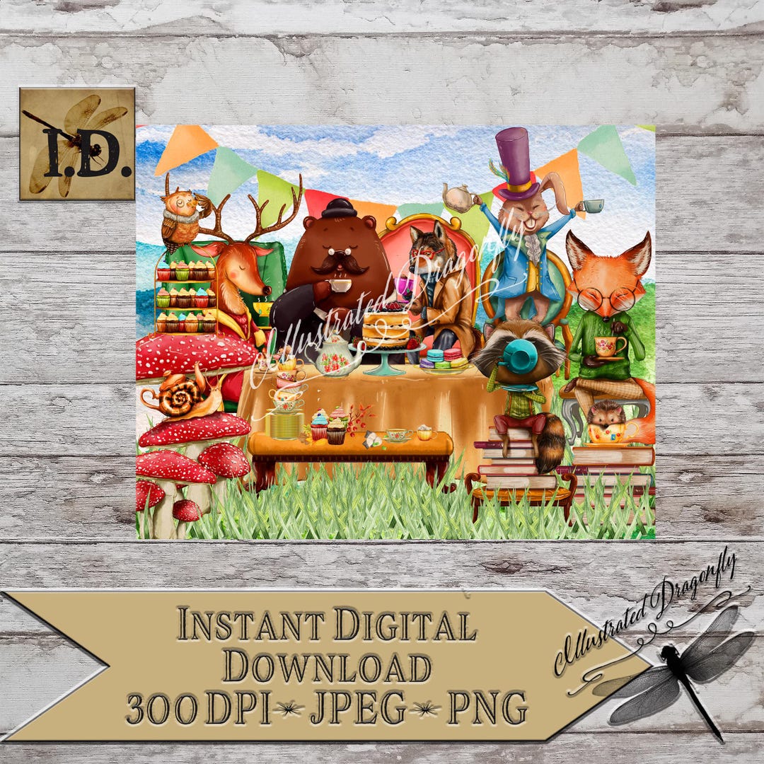 Autumn Animal Tea Party Printable Digital Download Nursery Kid Baby ...