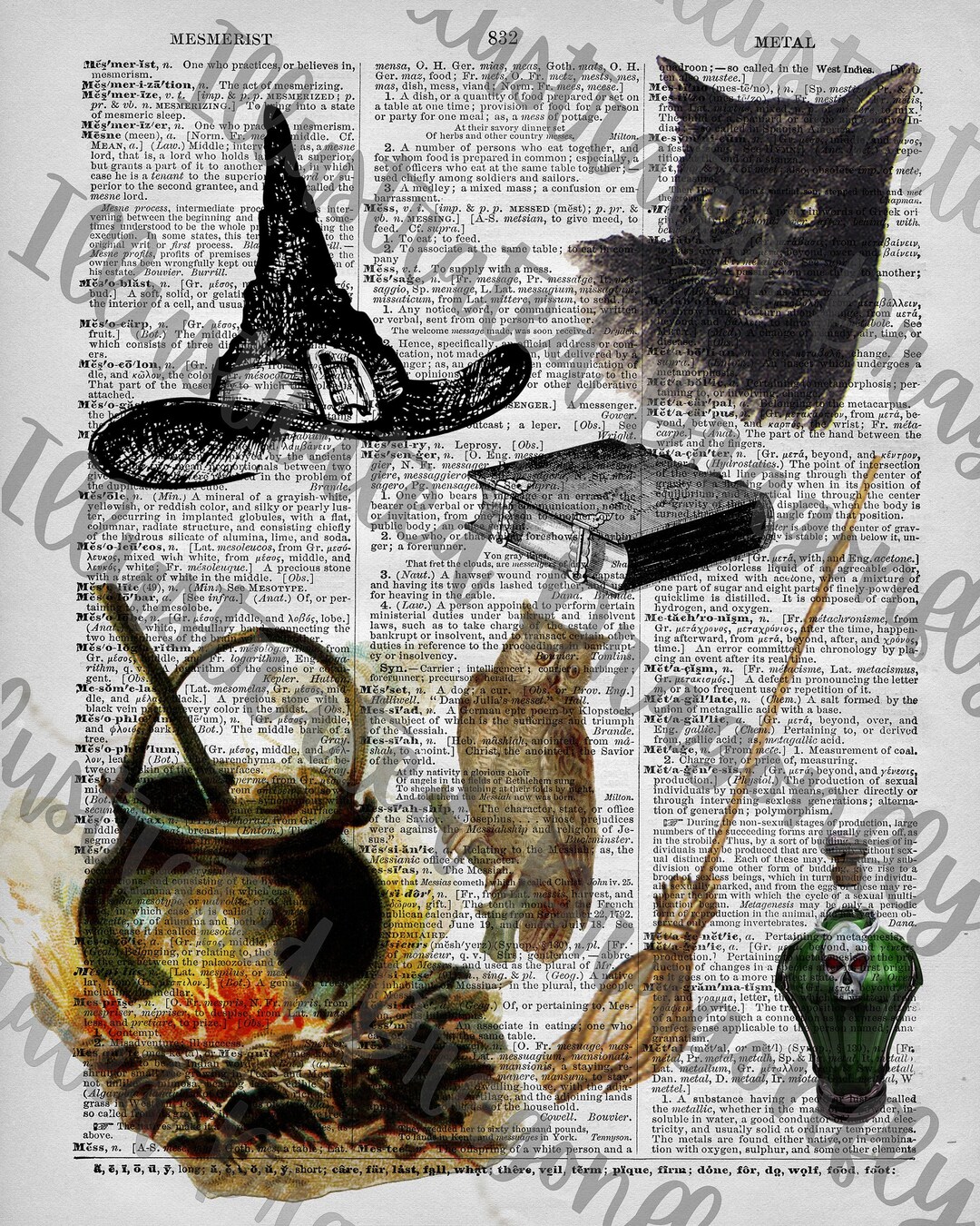 Halloween Witch Dictionary Printable Digital Download Clip Art - Etsy