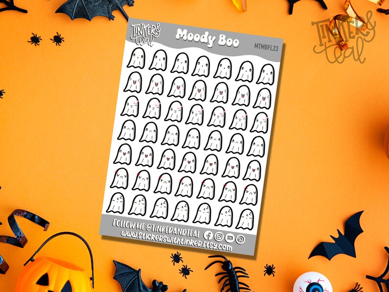 Spooky Cute Mood Tracker Stickers Ghost Planner Stickers - Etsy