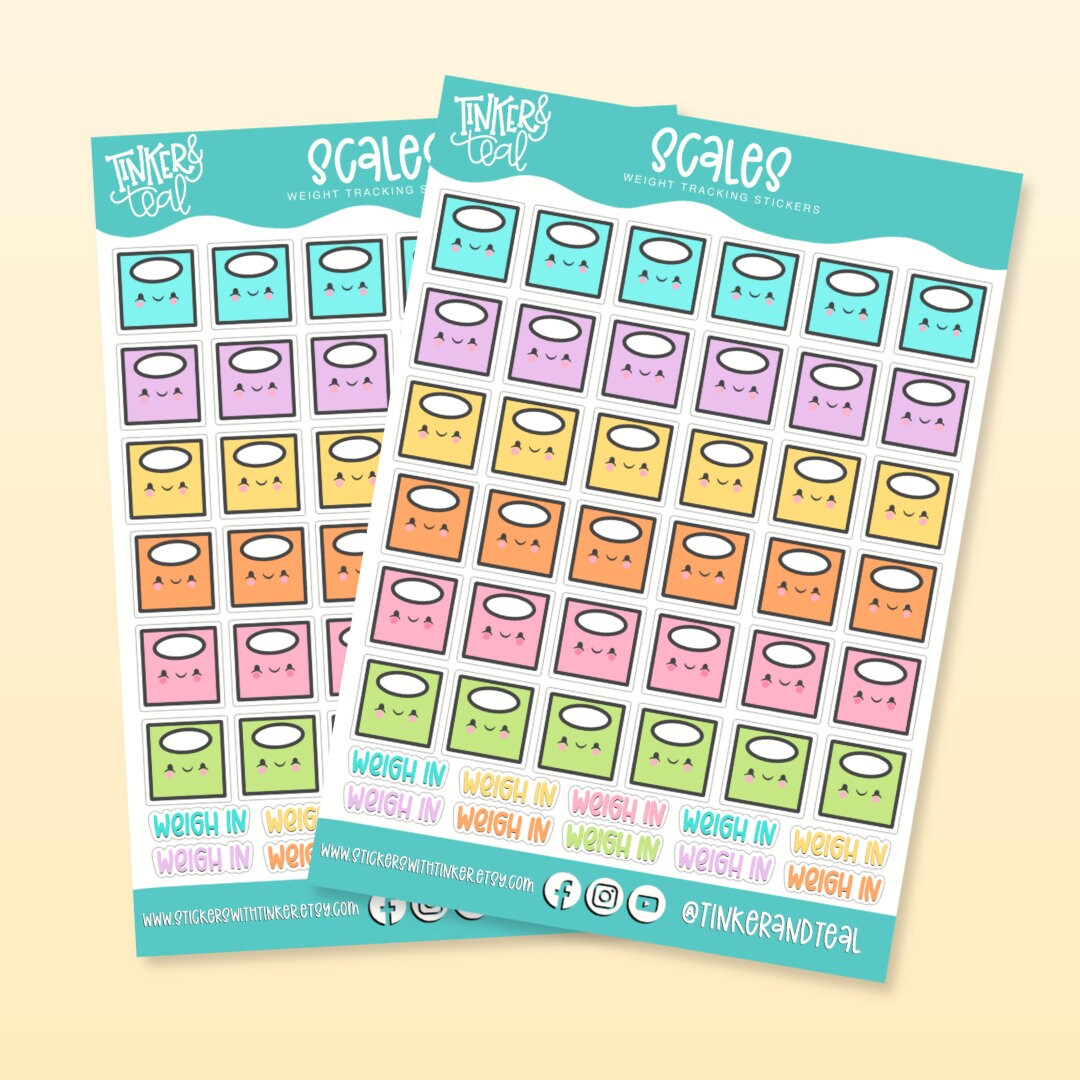 Kawaii Weight Scale Tracking Planner Stickers - Cute Fitness Journal ...