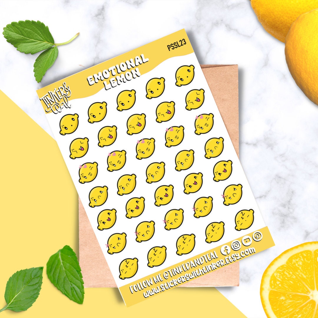 Moody Lemon Planner Stickers: Daily Mood Tracker, Wellness Stickers - Etsy