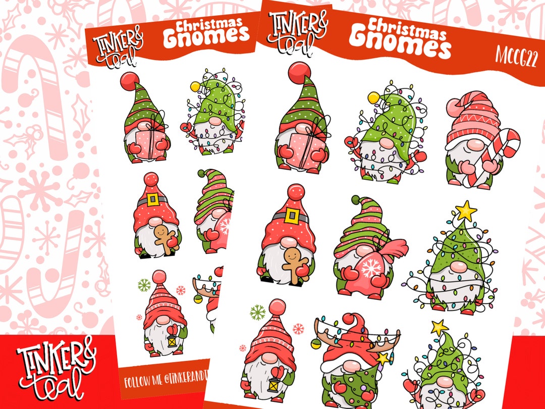 Christmas Gnomes Sticker Sheet ~ Kawaii Gnomes Planner Stickers ...