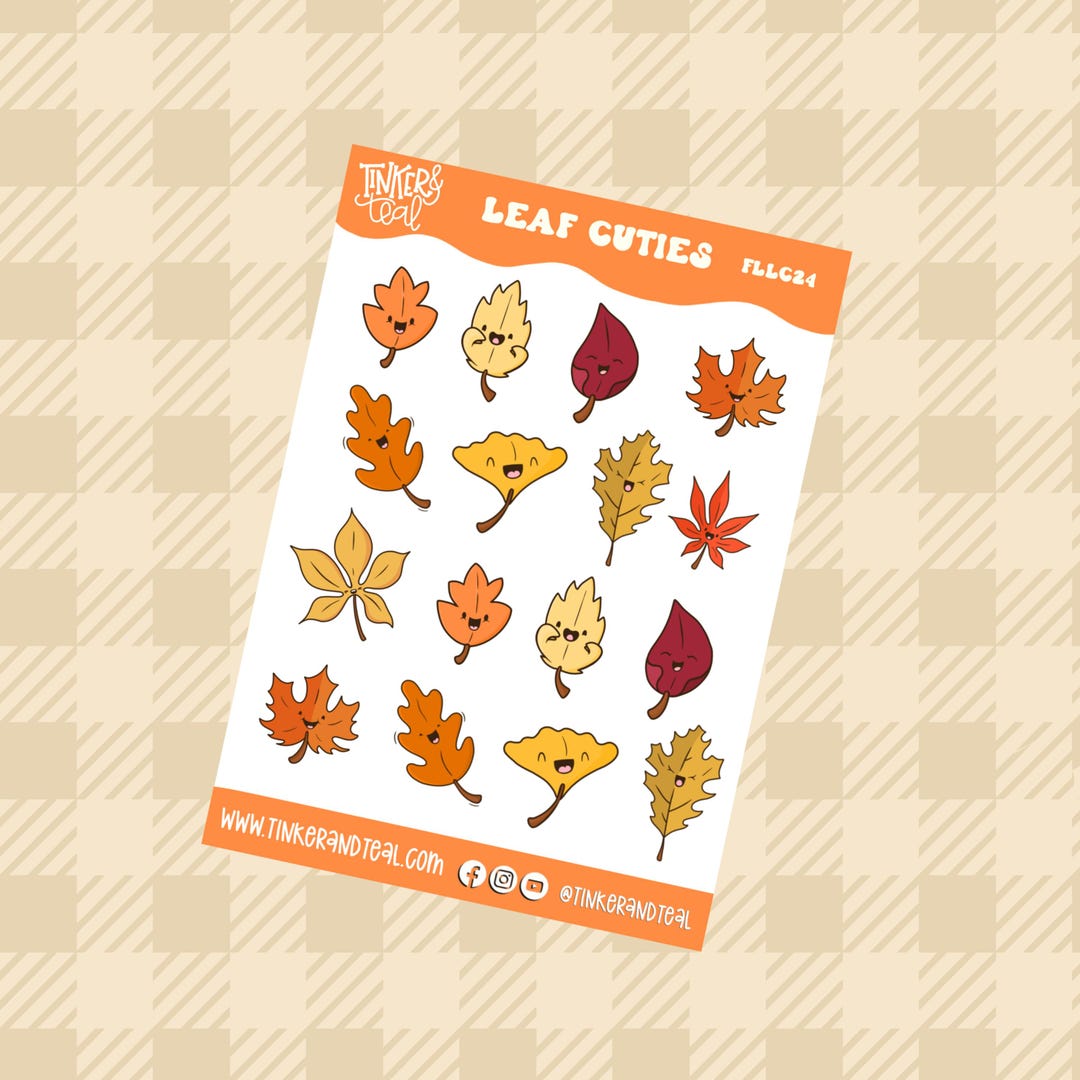 Kawaii Fall Leaves Sticker Sheet | Cute Autumn Stickers for Planners ...