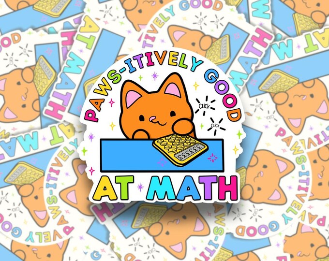 Kawaii Cat Math Sticker: Hand-drawn Waterproof Planner Sticker - Etsy