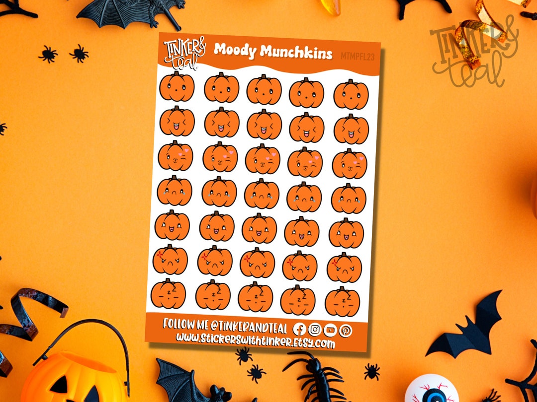 Spooky Cute Mood Tracker Stickers - Pumpkins Planner Stickers ...
