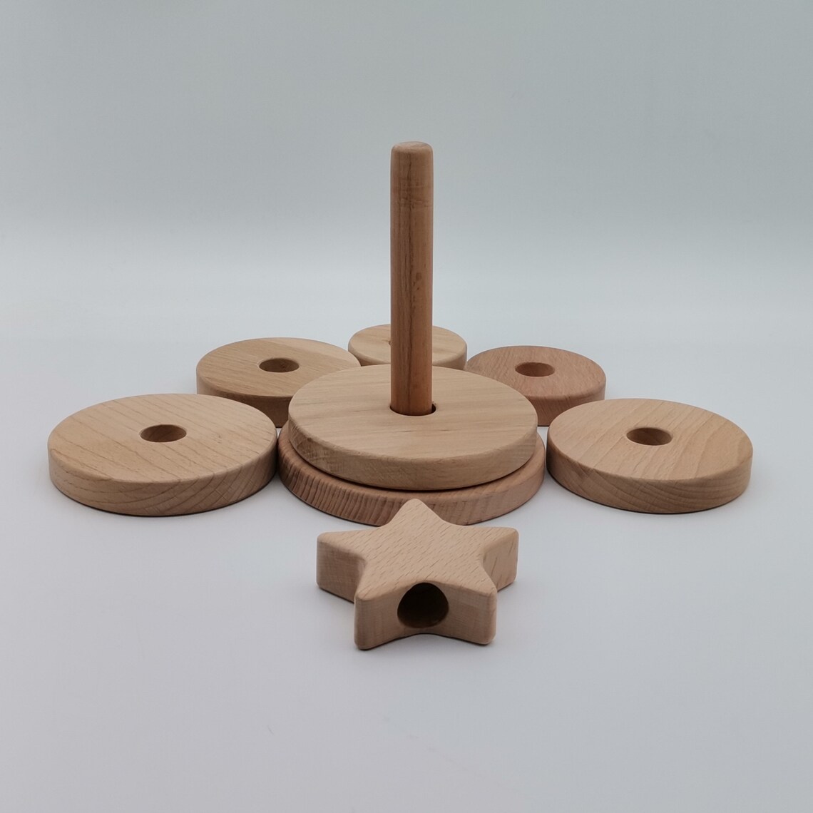 Wooden Sorting and Stacking Tower With Startoddler - Etsy