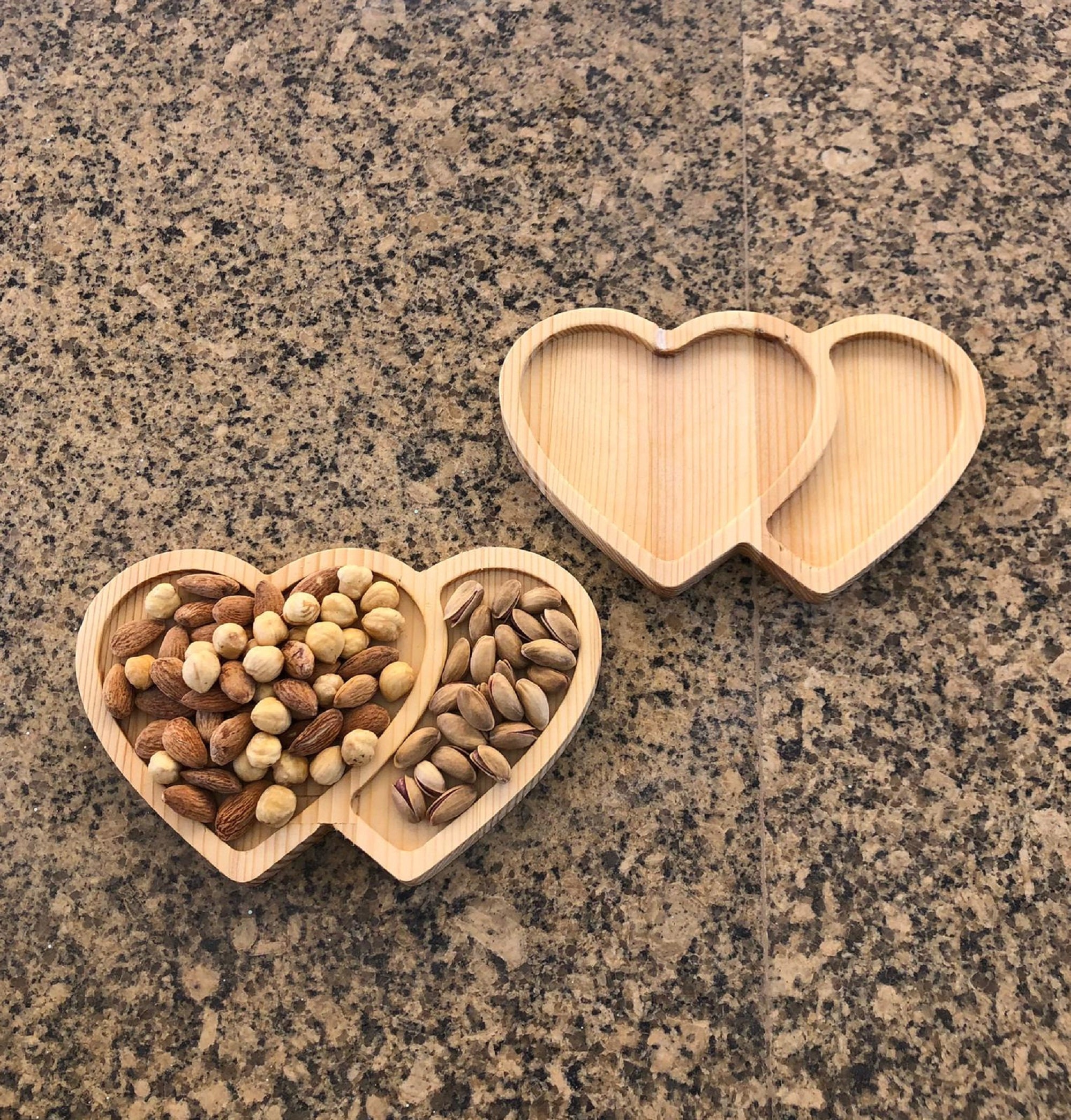 Heart Shaped Beech Wood Snack Plate|decorative Serving Tray|nut Platter ...