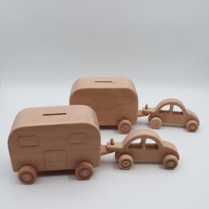 Wooden Piggy Bank|toddlers Money Box|caravan Coin Bank|money Box Car ...