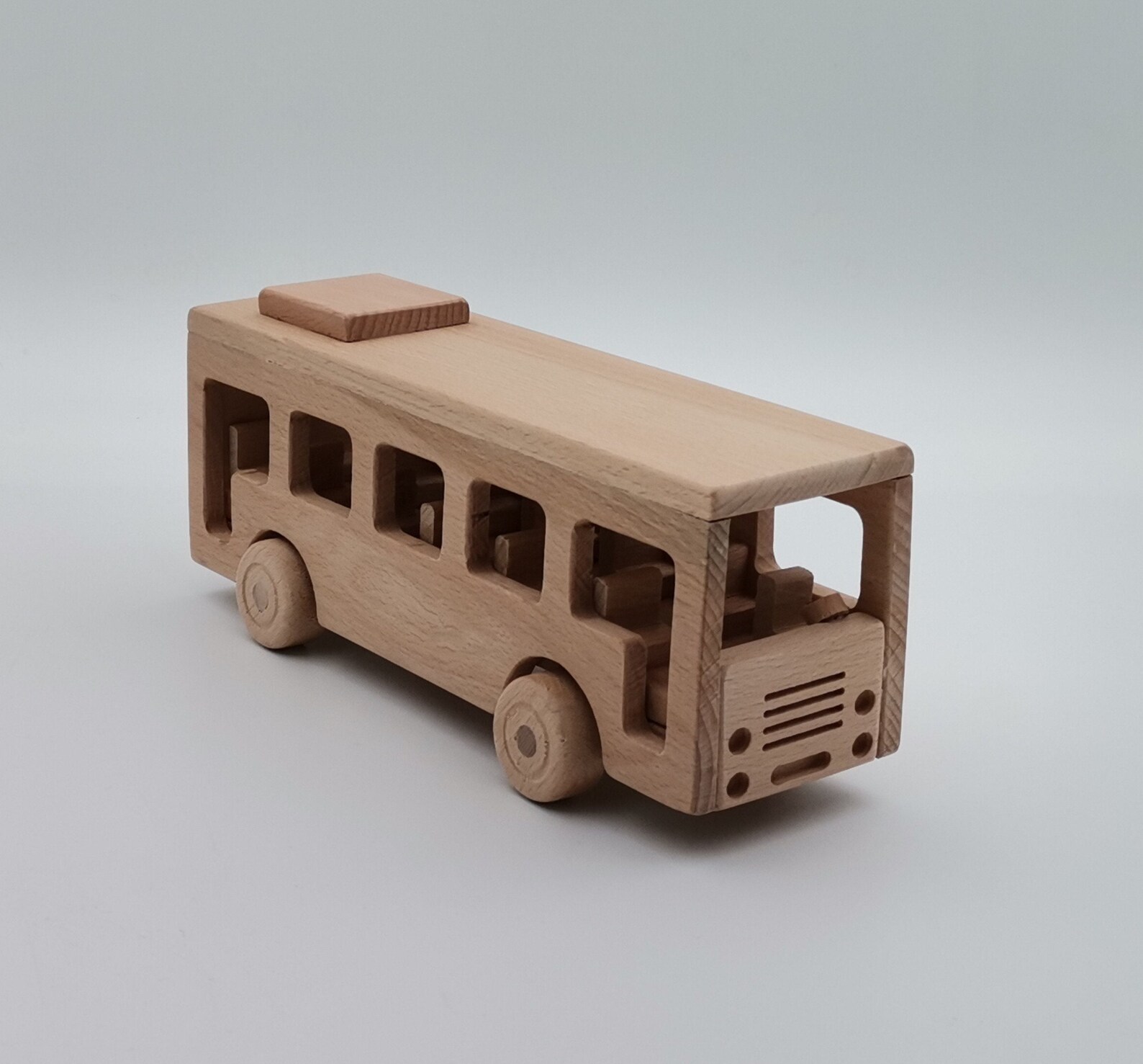 Wooden School Bus Toymontessori Natural Toy Gift for - Etsy
