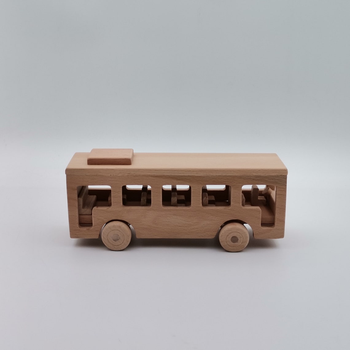 Wooden School Bus Toymontessori Natural Toy Gift for | Etsy