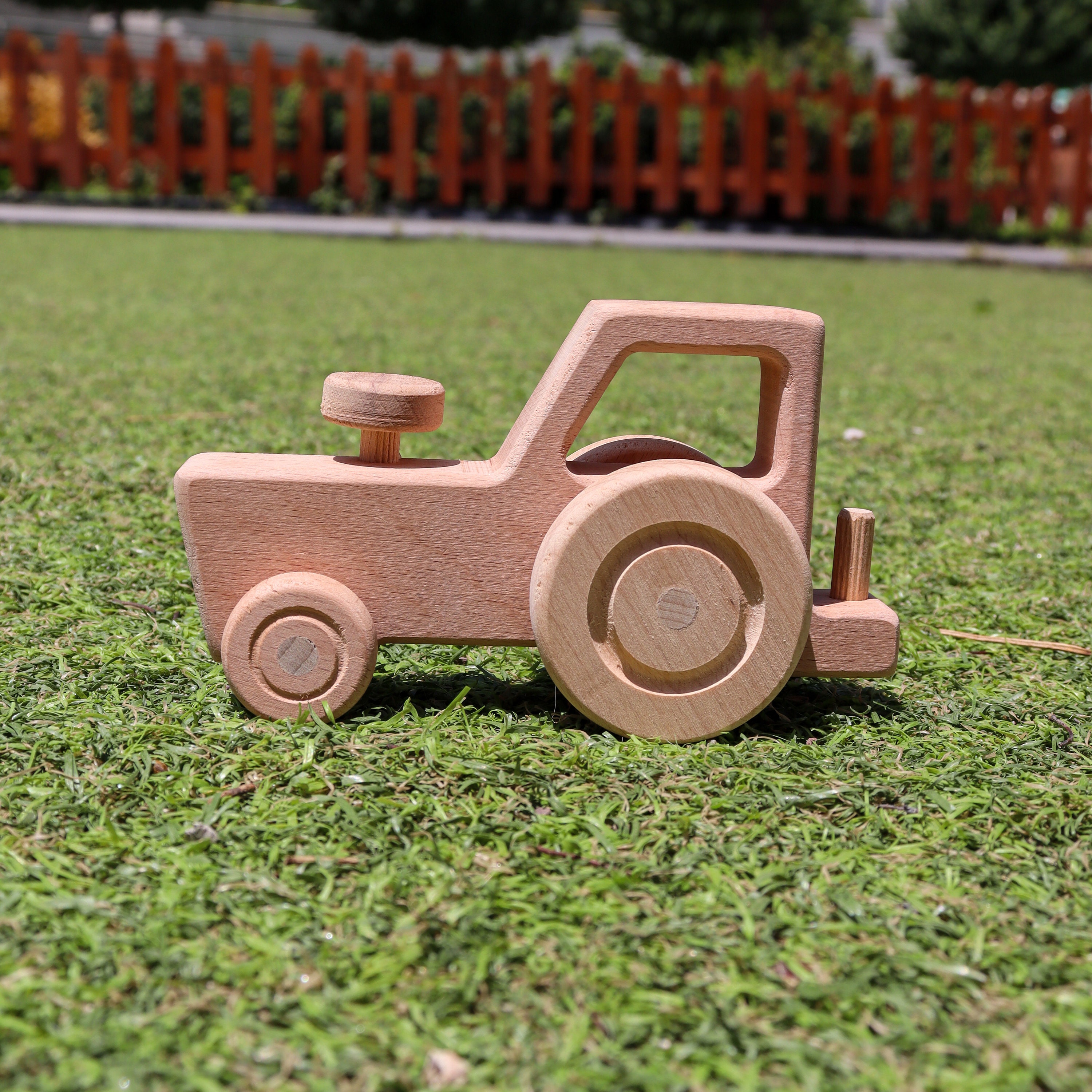 Wooden Tractor Toy With Trailer|farm Vehicle Set|toddler Push Toy ...