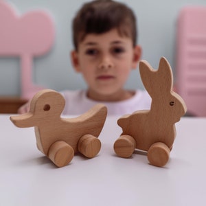 Wooden Duck and Rabbit Toy Set|charming Handmade Wood Toy|safe and ...