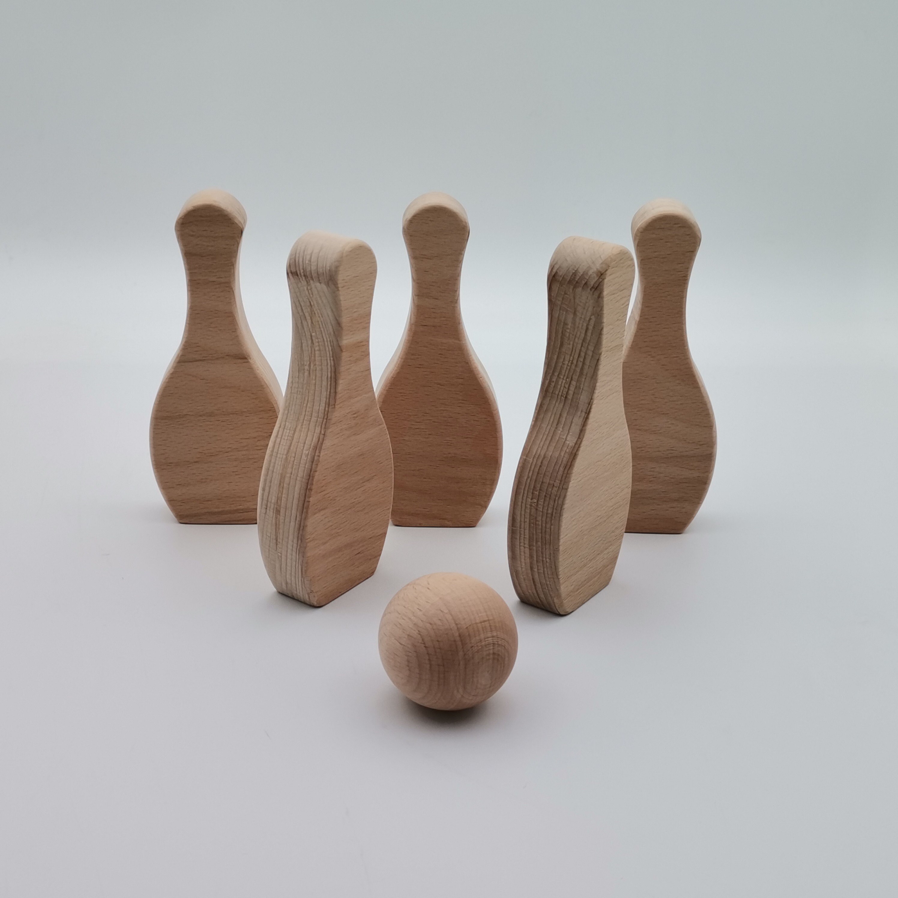 Wooden Bowling Set for Kidsnatural Wood Toy for - Etsy