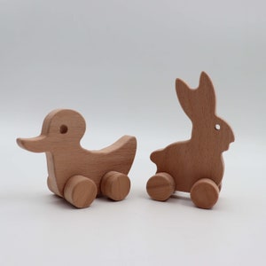 Wooden Duck and Rabbit Toy Set|charming Handmade Wood Toy|safe and ...