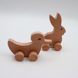 Wooden Duck and Rabbit Toy Set|charming Handmade Wood Toy|safe and ...